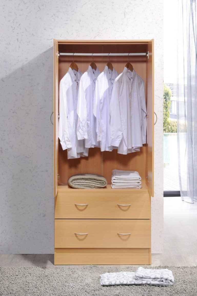 Hodedah 2-Door Armoire with 2-Drawers and Clothing Rod – HODEDAH